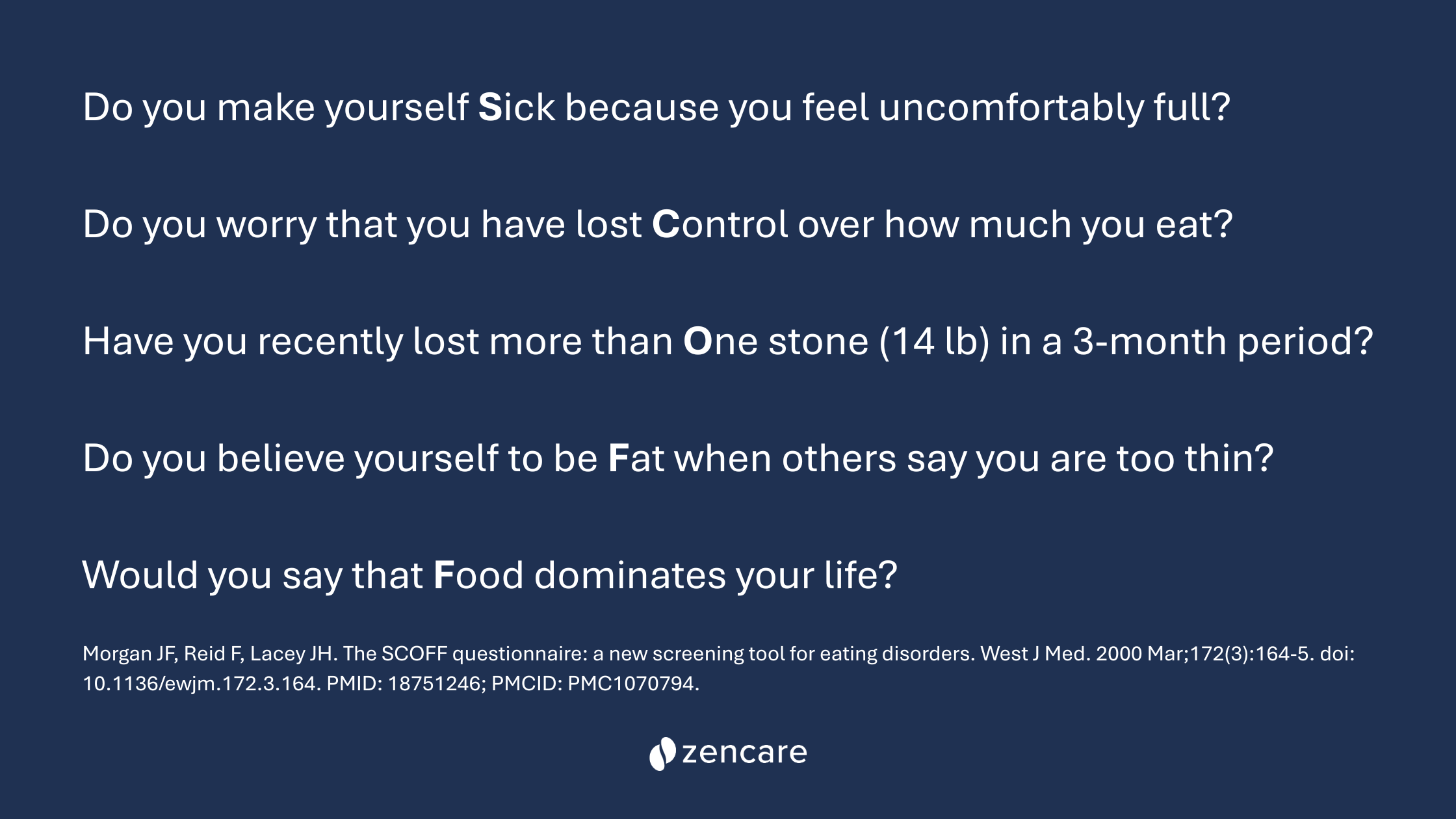 Screening for eating disorders with the SCOFF questionnaire